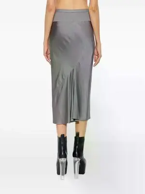Rick Owens Elasticated-waistband Satin-finish Midi Skirt