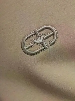 Emporio Armani Zip-up Hoodie With Embroidered Logo - Neutrals
