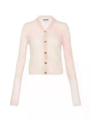 GANNI Pointelle-knit Cardigan