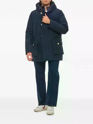 Woolrich Hooded Button-up Coat - Blue