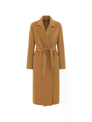 Max Mara Belted Virgin Wool Coat - Brown
