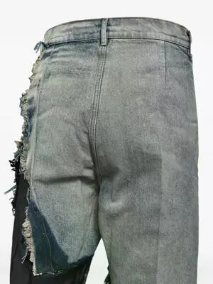 Rick Owens Joris Patchwork Frayed Wide-leg Trousers