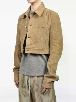 Rick Owens Cropped Suede Jacket - Brown
