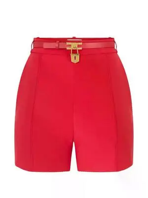 Elisabetta Franchi Shorts In Lightweight Crêpe Fabric With Belt - Red