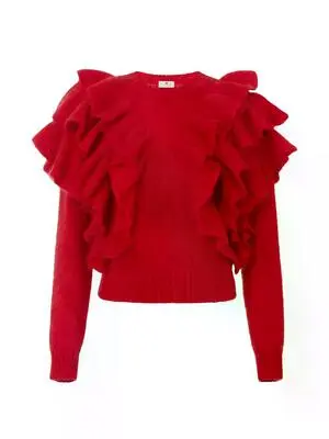 Elisabetta Franchi Knit Pullover With Ruffles - Red