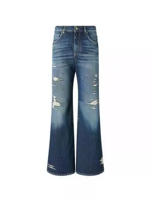 Pinko Distressed Wide-leg Jeans - Blue