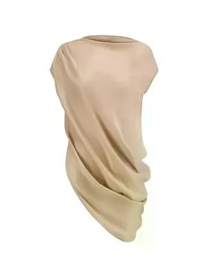 OUDE WAAG Draped Asymmetric Blouse - Neutrals