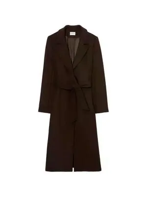 Claudie Pierlot Long Belted Wool Coat - Brown