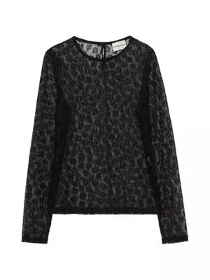 Claudie Pierlot Floral-lace Long-sleeve Top - Black