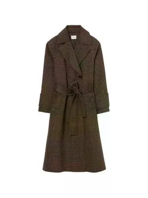 Claudie Pierlot Mid-length Checked Belted Coat - Brown