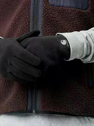 Carhartt Work In Progress Fleece Gloves With Logo Patch - Black