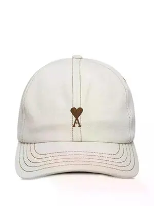 AMI Paris De Coeur Embroidered Cap - Neutrals