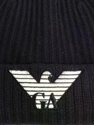 Emporio Armani Logo-embroidered Ribbed Beanie Hat