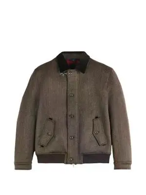 FAY Corduroy-collar Lobster-clasp Bomber Jacket - Brown