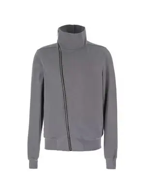 Rick Owens Tower Bauhaus Asymmetric-zip High-neck Sweatshirt - Grey