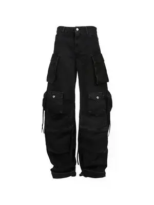 Attico Fern Washed-denim Cargo Pants - Black