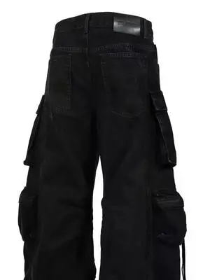 Attico Fern Washed-denim Cargo Pants