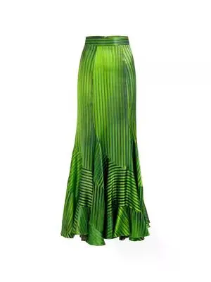 Silvia Tcherassi Florina Striped Ruffled Skirt - Green