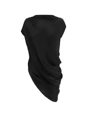 OUDE WAAG Asymmetric Draped Top - Black