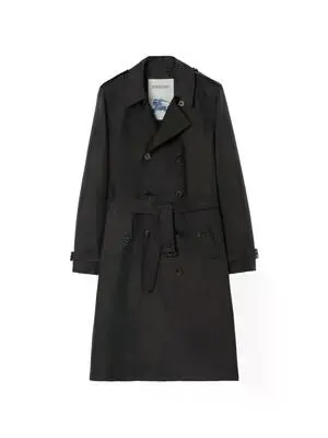 Burberry Long Geometric Nylon Blend Foxfield Trench Coat - Brown