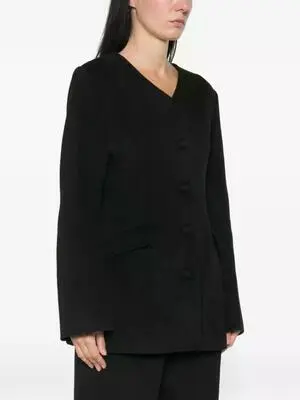 LISA YANG V-neck Single-breasted Coat - Black