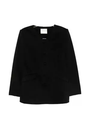 LISA YANG V-neck Single-breasted Coat - Black