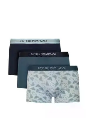 Emporio Armani Logo-waistband Pack-of-three Boxers - Blue