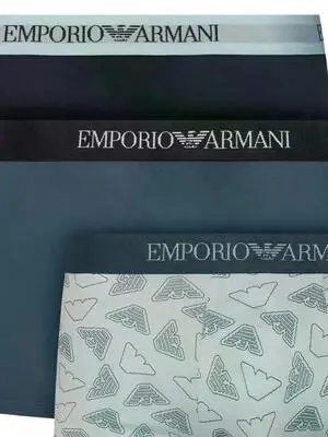 Emporio Armani Logo-waistband Pack-of-three Boxers - Blue