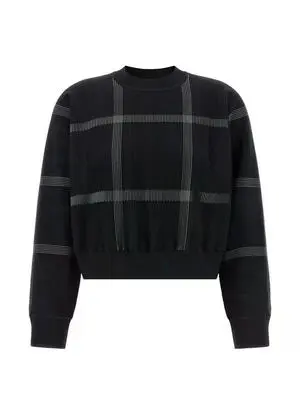 Issey Miyake Crossing Knit Checkered Sweater - Black