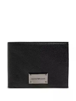 Emporio Armani Logo-plaque Pebbled Leather Wallet - Black