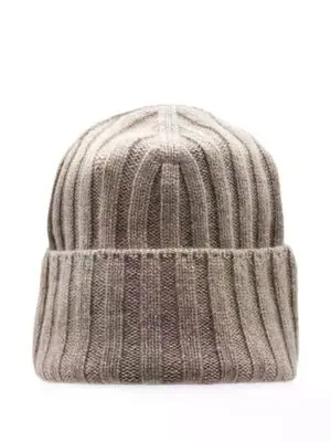 CRUCIANI Ribbed-knit Cashmere Beanie Hat - Neutrals