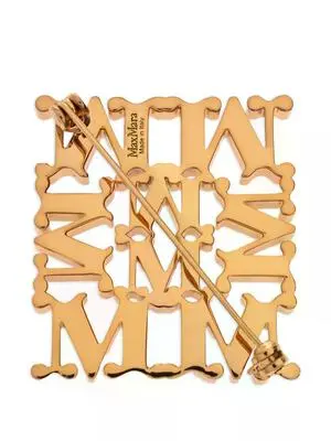 Max Mara Monogram Brooch - Gold