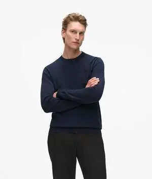 Karl Lagerfeld Crew Neck Wool Sweater - Navy