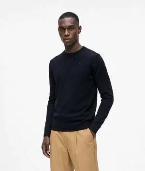 Karl Lagerfeld Crew Neck Wool Sweater - Navy