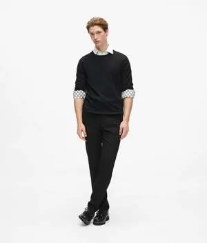 Karl Lagerfeld Monogram Textured Crew Neck Sweater - Black