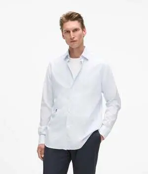 Karl Lagerfeld Modern-fit Spread Collar Shirt - White/blue