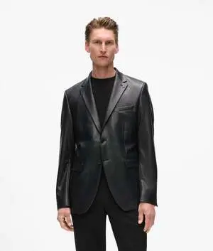 Karl Lagerfeld Slim-fit Faux-leather Jacket - Black
