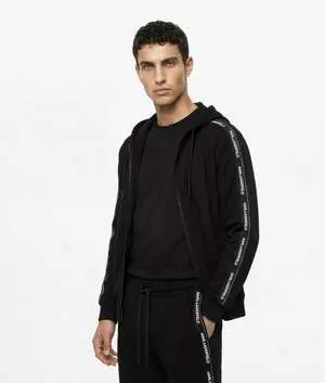 Karl Lagerfeld Logo Loungewear Zip-up Hoodie - Black