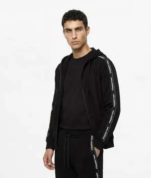 Karl Lagerfeld Logo Loungewear Zip-up Hoodie - Black