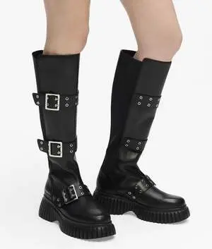 Karl Lagerfeld Kreeper Wedge Tri-buckle Boots