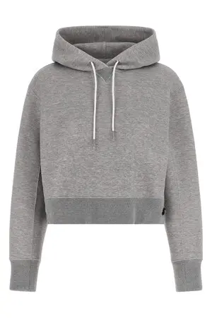 Sacai Mélange Cotton Blend Cropped Hoodie - Gray