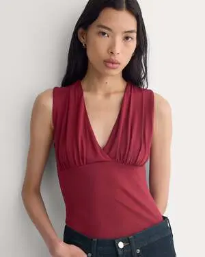 Everlane Drapey Jersey V-neck Top - Cabernet
