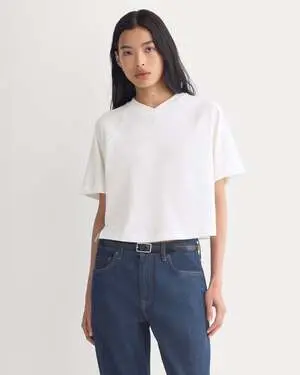 Everlane Premium Weight Cropped Paneled Tshirt White