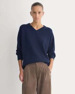 Everlane Cashmere High V Boyfriend Sweater Navy