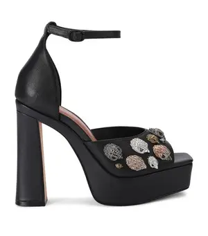Kurt Geiger Leather Embellished Eagles Platform Sandals 13