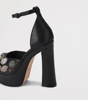 Kurt Geiger Leather Embellished Eagles Platform Sandals 13