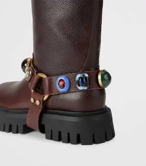 Kurt Geiger Leather Harness Biker Boots