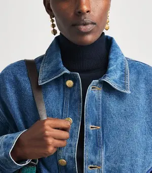 Ulla Johnson Eyelet Bobbi Denim Jacket - Blue