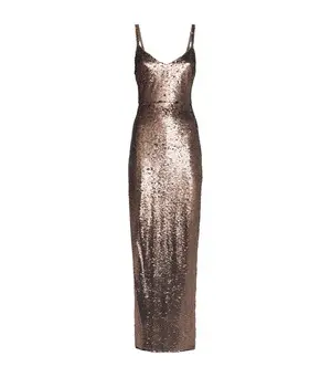 L'Agence Sequinned Karma Maxi Dress - Brown