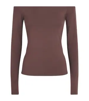 SKIMS Smooth Layers Off-the-shoulder Top - Brown
